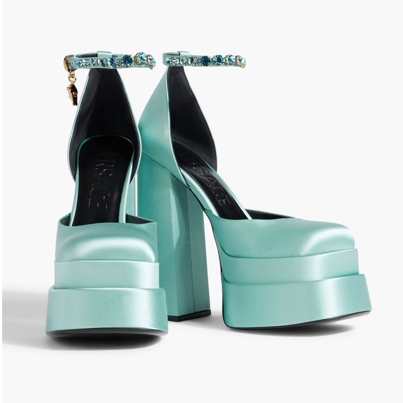 Versace | Shoes | Versace Medusa Aevitas Embellished Satin Platform ...